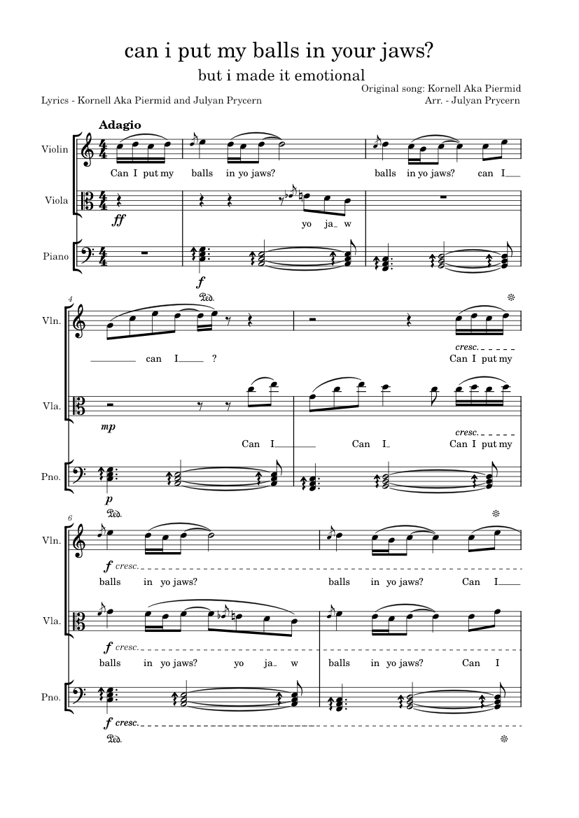 Balls in your jaws - Kornell Aka Piermid Sheet music for Piano, Violin, Viola (Piano Trio ...