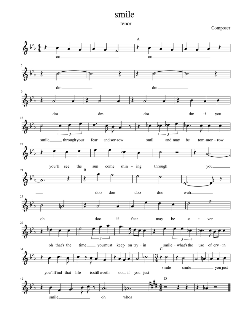 smile Sheet music for Piano (Solo) Easy | Musescore.com