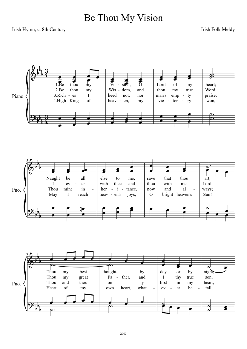 Be Thou My Vision Sheet music for Piano (Solo) Easy | Musescore.com
