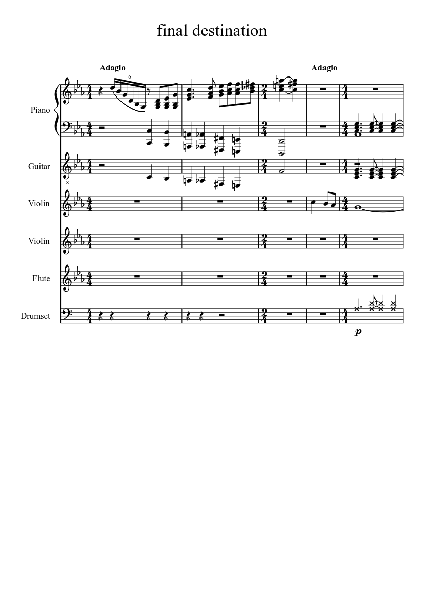 final destination Sheet music for Piano, Flute, Violin, Guitar (Mixed ...