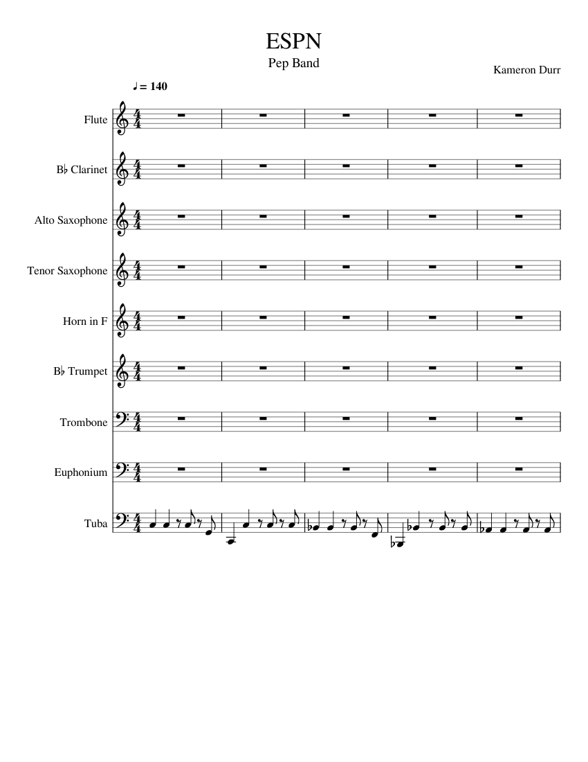 ESPN Pep Band Sheet music for Trombone, Euphonium, Tuba, Flute & more ...