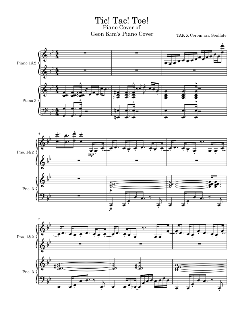 Tic! Tac! Toe! - TAK x Corbin Sheet Music for Piano (Piano Trio ...