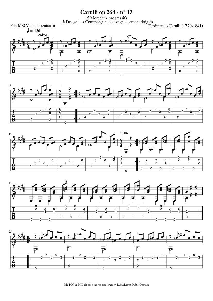Carulli op 264 - n° 13 Sheet music for Guitar (Solo) | Musescore.com