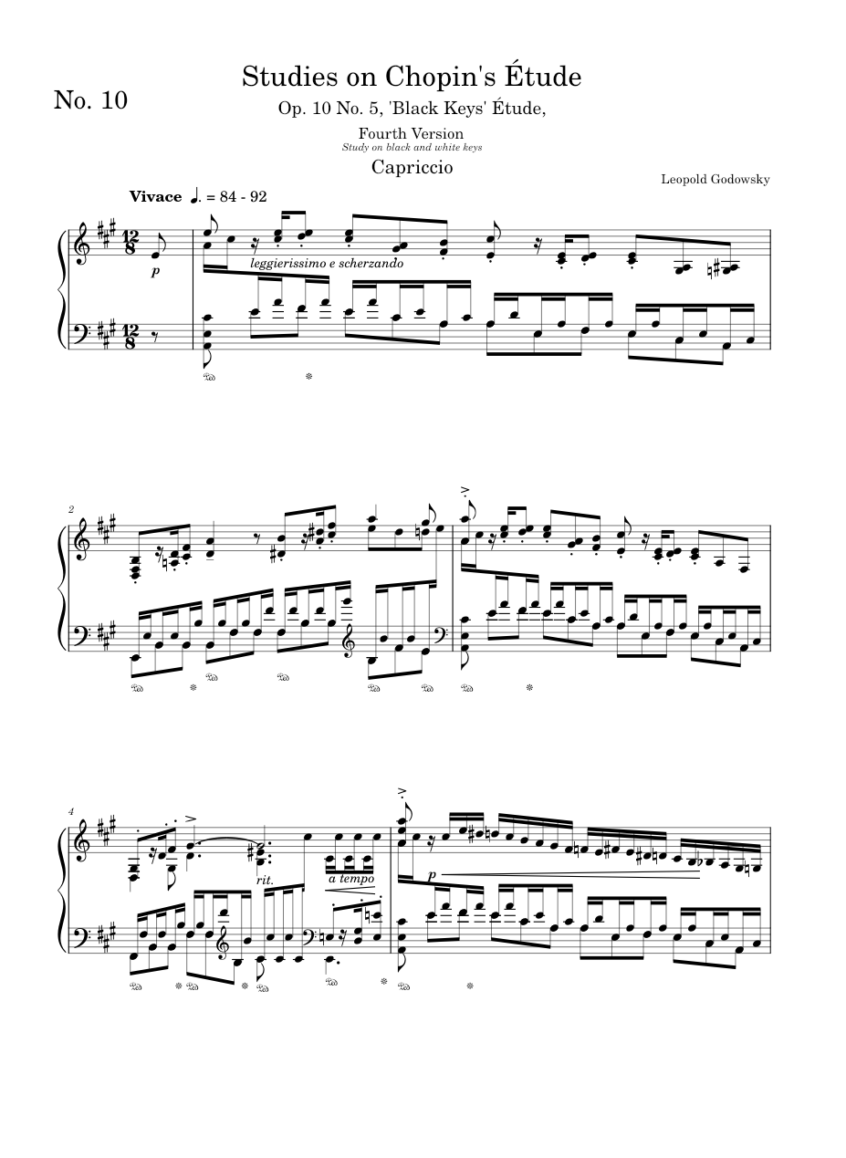 Study No. 10 on Chopin's Étude (Op. 10 No. 5) Capriccio – Leopold Godowsky Sheet music for Piano ...