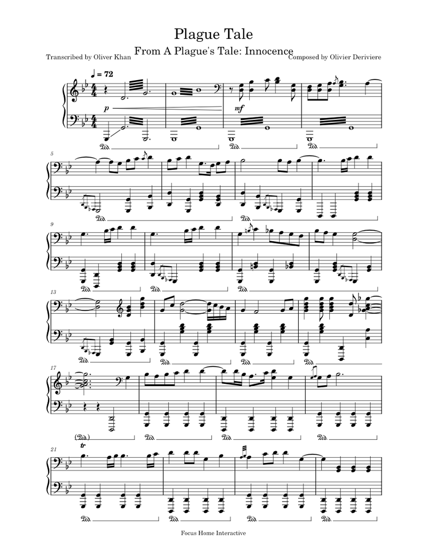 A Plague Tale - A Plague Tale: innocence Sheet music for Piano (Solo ...
