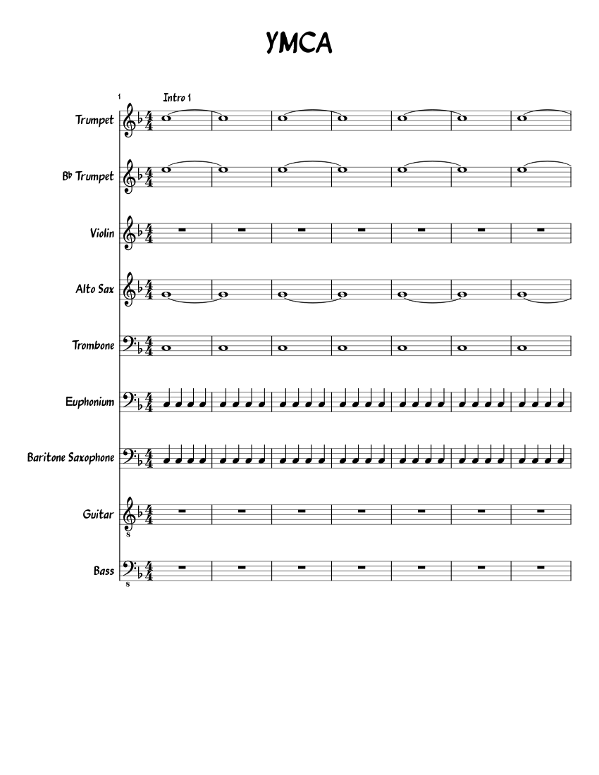 YMCA Sheet music for Trumpet (In B Flat), Violin, Trombone, Saxophone (Alto), Saxophone (Tenor ...