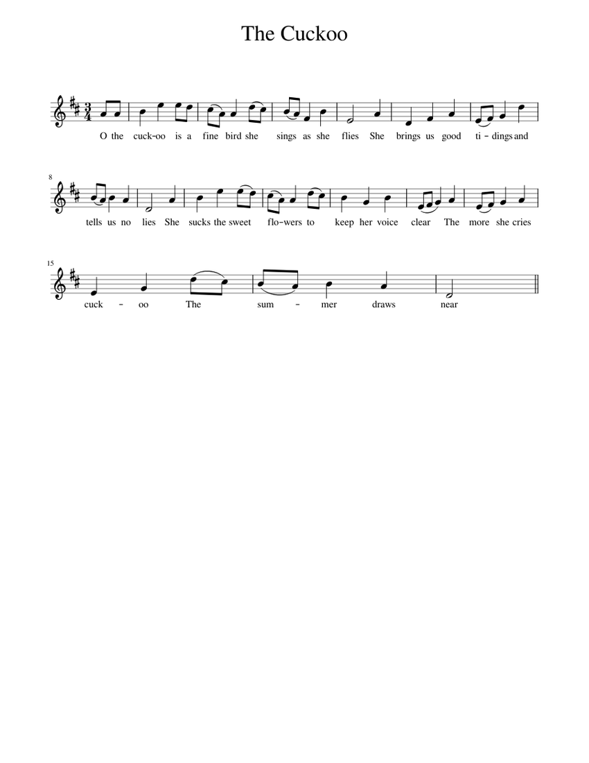 The Cuckoo Sheet music for Piano (Solo) Easy | Musescore.com
