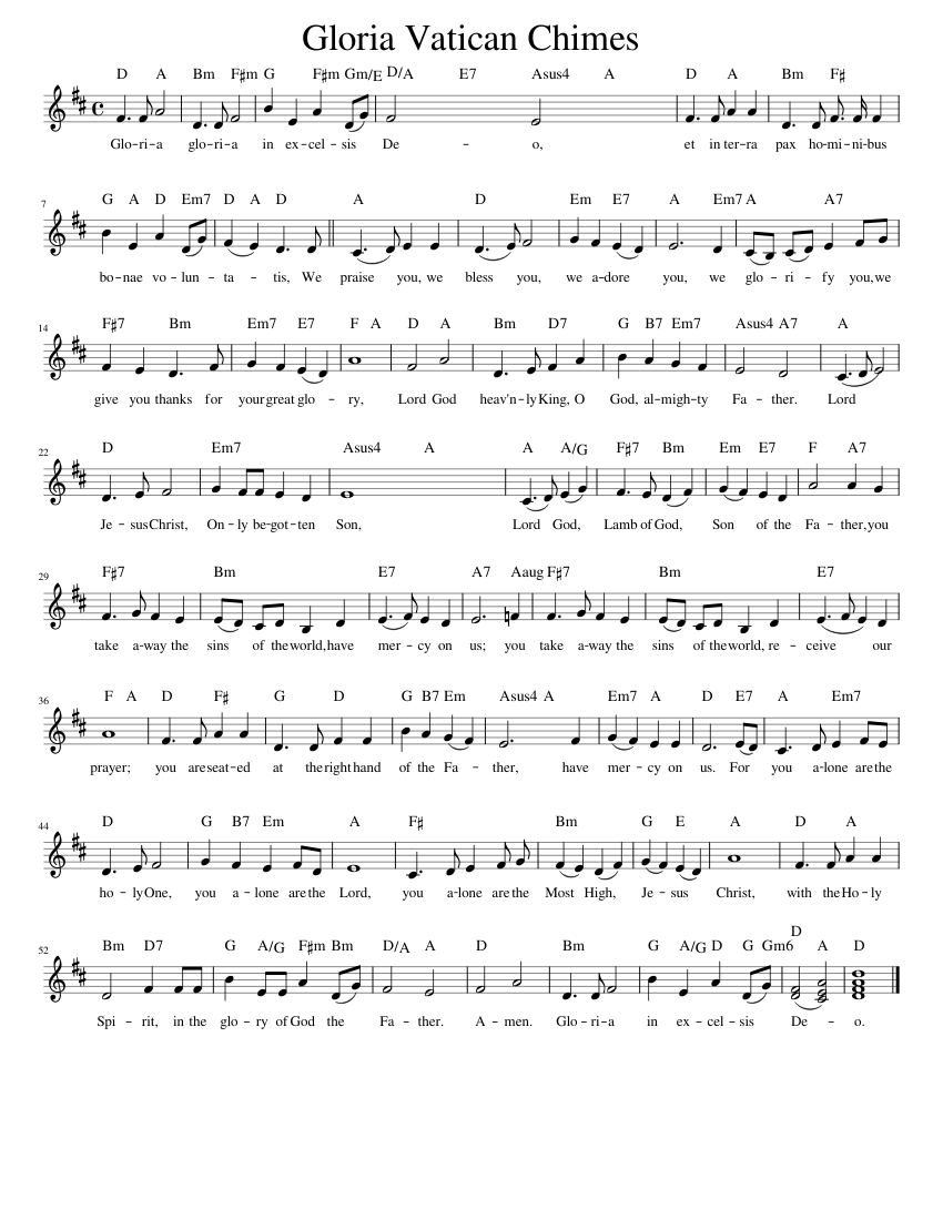 VATICAN CHIMES Sheet music for Piano (Solo) Easy | Musescore.com