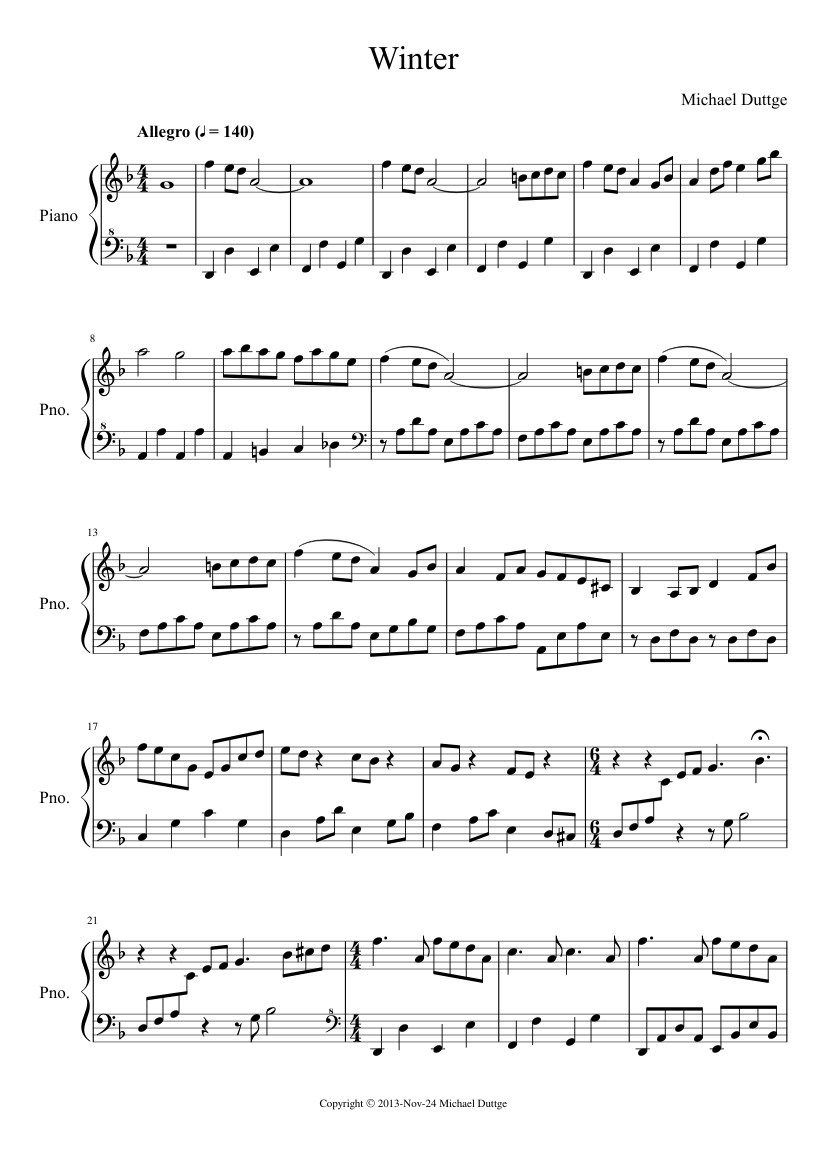 Winter Sheet music for Piano (Solo) Easy | Musescore.com