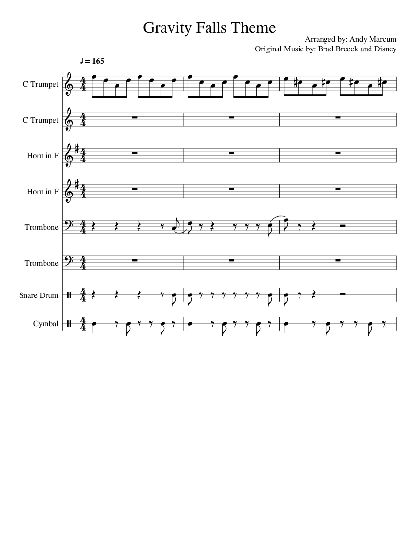 Gravity Falls Theme Sheet music for Trombone, Trumpet other (Mixed Quartet) | Musescore.com