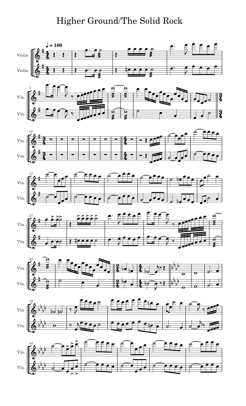 HBBC – Rev. E. A. Fergerson Higher Ground Violin 1 & 2 Sheet music for Violin (String Duet ...