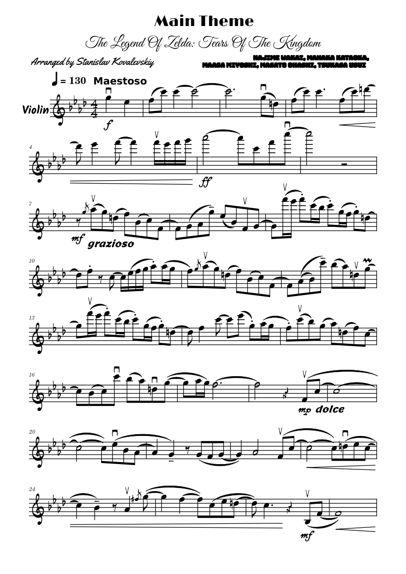 Main Theme – The Legend of Zelda: Tears of the Kingdom (Violin Cover by ...