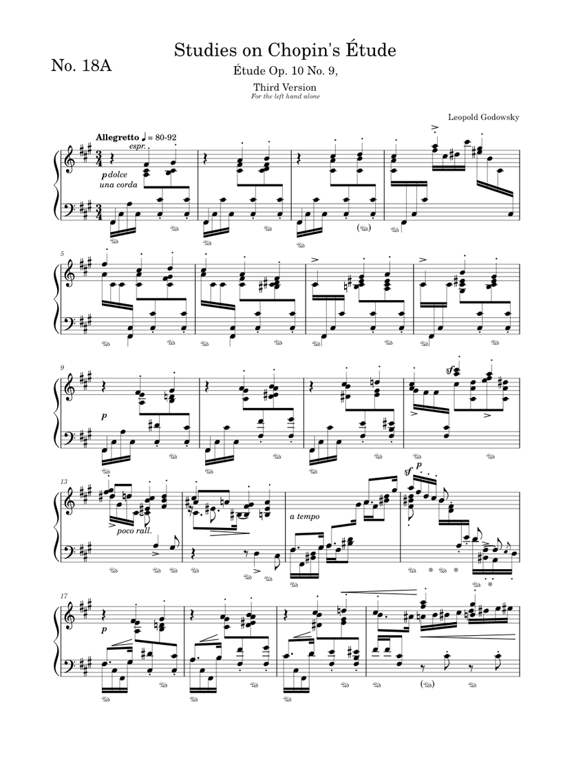 Study No. 18a on Chopin's Étude (Op. 10 No. 9) – Leopold Godowsky Sheet music for Piano (Solo ...