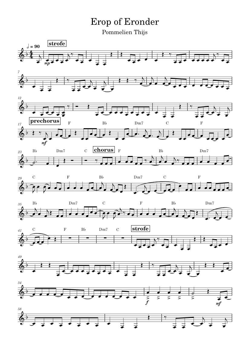 Erop of Eronder – Pommelien Thijs Sheet Music for Trumpet other (Solo ...