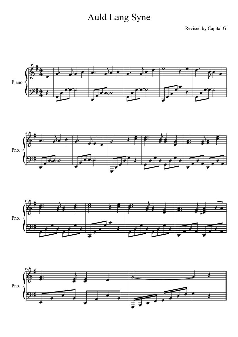 Auld Lang Syne Sheet music for Piano (Solo) Easy | Musescore.com