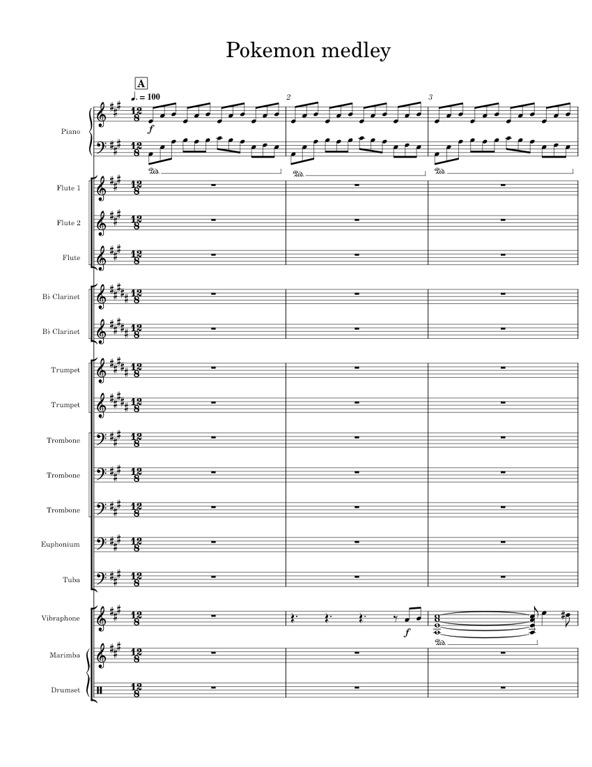 Pokemon medley Sheet music for Piano, Trombone, Euphonium, Tuba & more ...