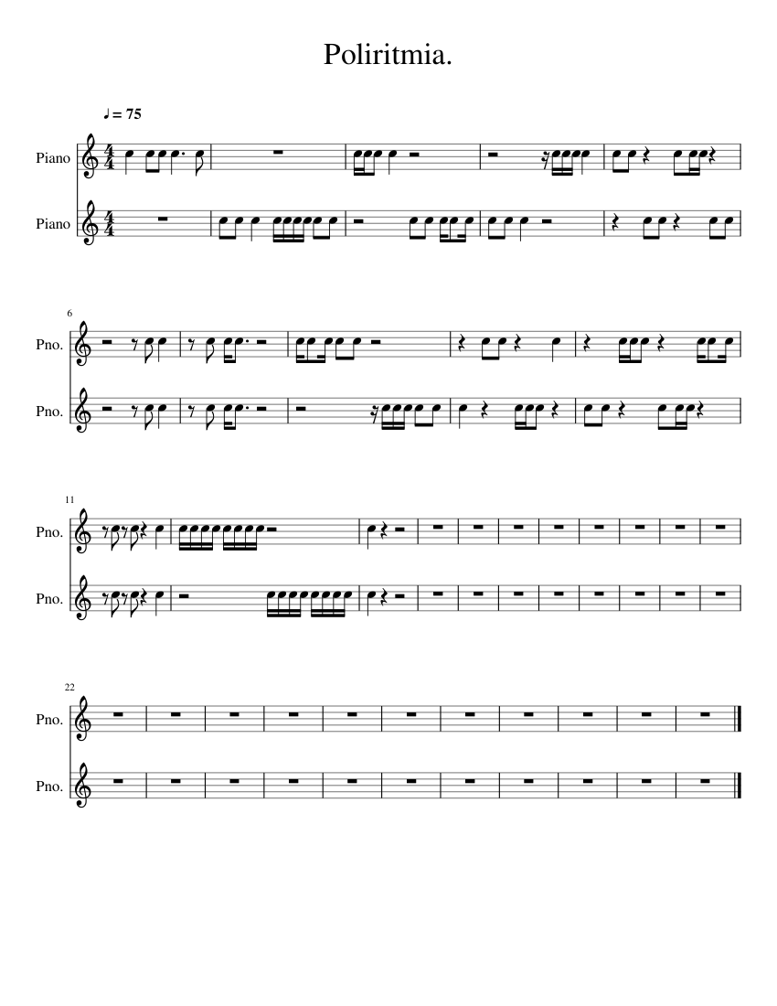 Poliritmia Sheet music for Piano (Alto Sax Piano Duet) | Musescore.com