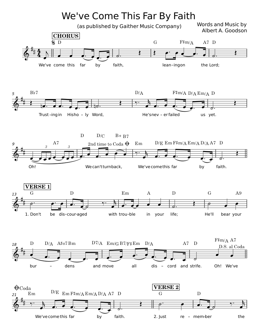 We’ve Come This Far by Faith - Albert A. Goodson Sheet Music with ...