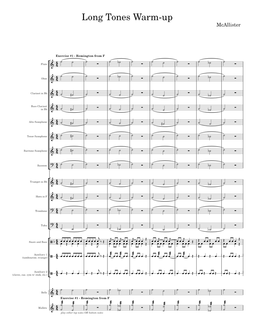 Long Tones Warm-Up - John McAllister Sheet Music for Trombone, Tuba ...