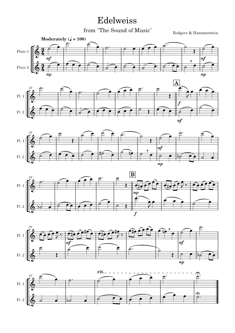 Edelweiss (from The Sound of Music) – Rodgers & Hammerstein Sheet Music ...