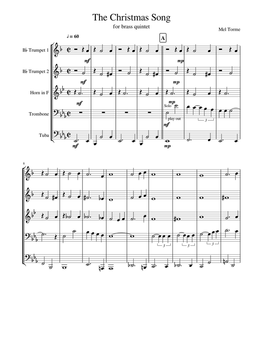 The Christmas Song Sheet music for Trombone, Tuba, Trumpet in b-flat ...
