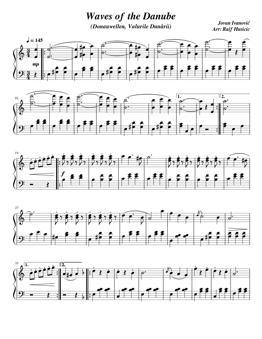 Waves of the Danube Sheet music for Piano (Solo) Easy | Musescore.com