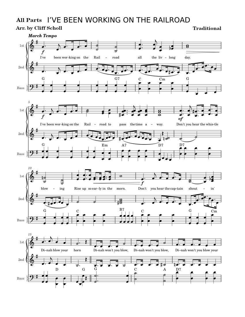 I've been working on the railroad – Misc Traditional Sheet Music for ...