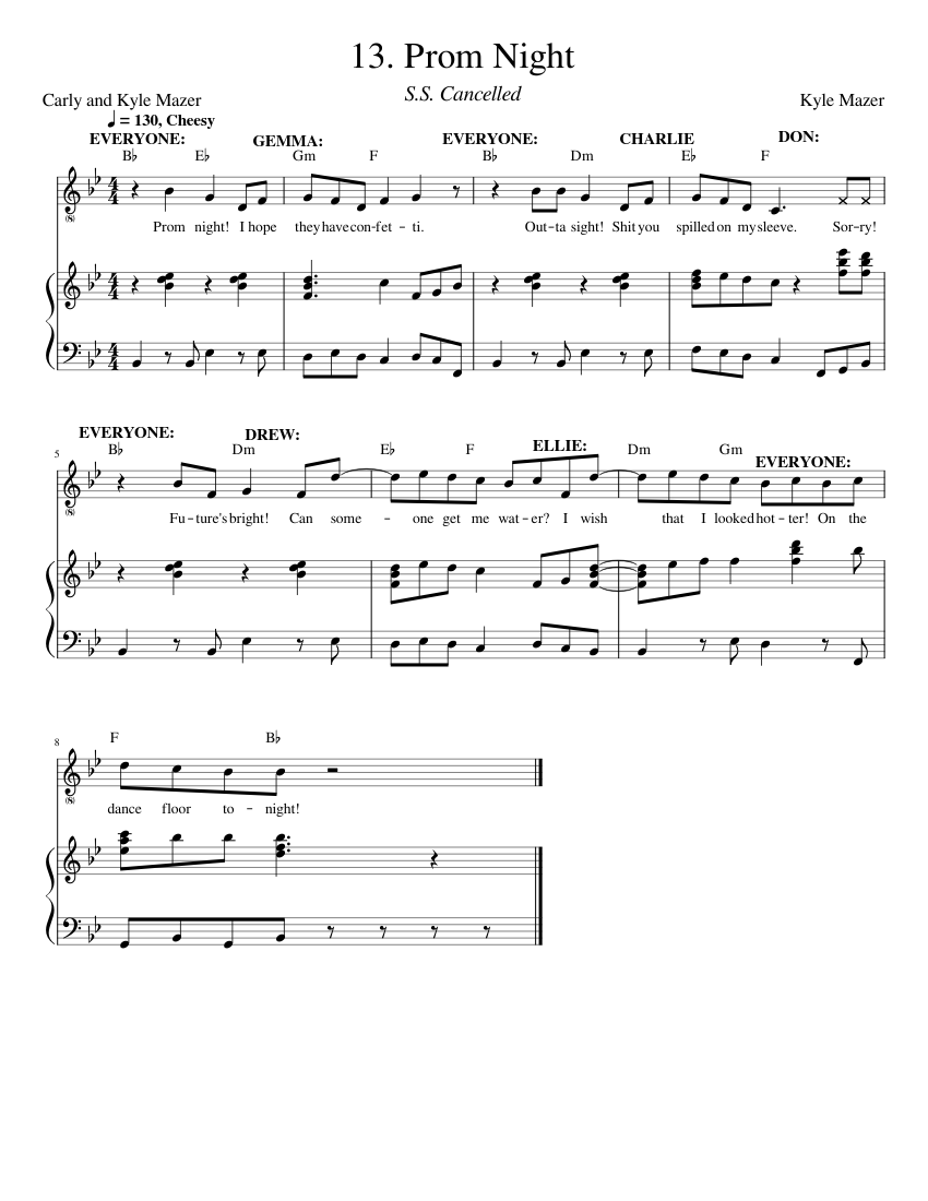 13. Prom Night Sheet music for Piano, Vocals (Piano-Voice) | Musescore.com