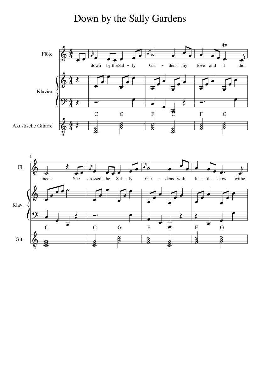 Down By The Salley Gardens Flute Sheet Music | Fasci Garden