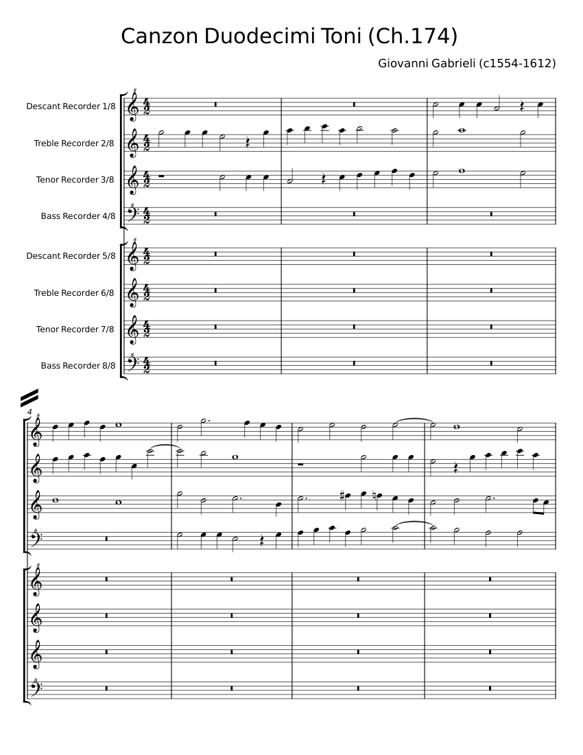 Canzon in echo duodecimi toni à 10, Ch.180 - Giovanni Gabrieli Sheet ...