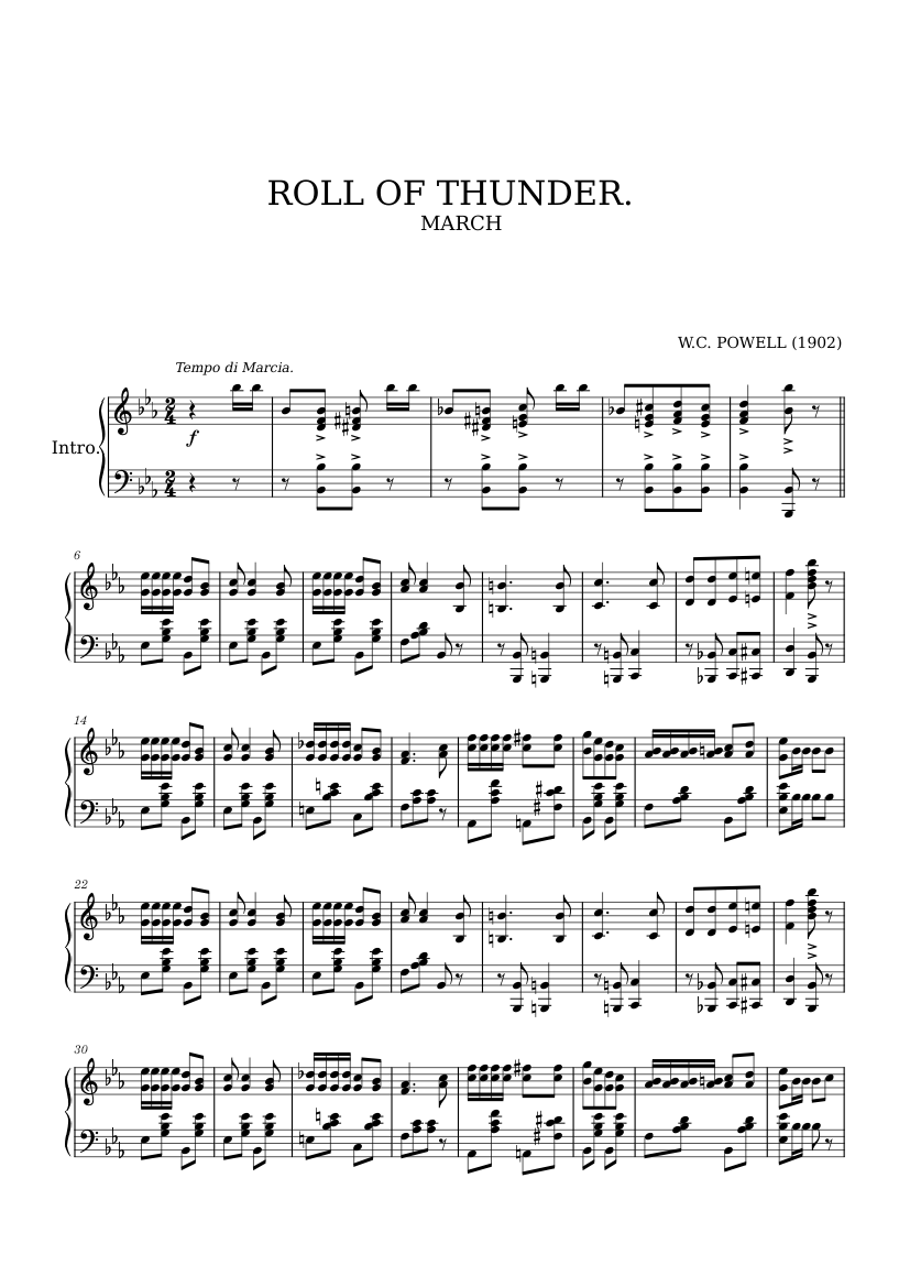 Roll of Thunder by W.C. Powell (1902) Sheet music for Piano (Solo ...