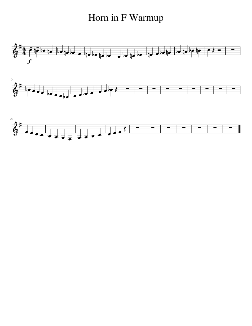 Horn in F Warmup Sheet music for French horn (Solo) | Musescore.com