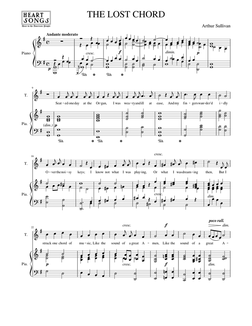 THE LOST CHORD - piano tutorial