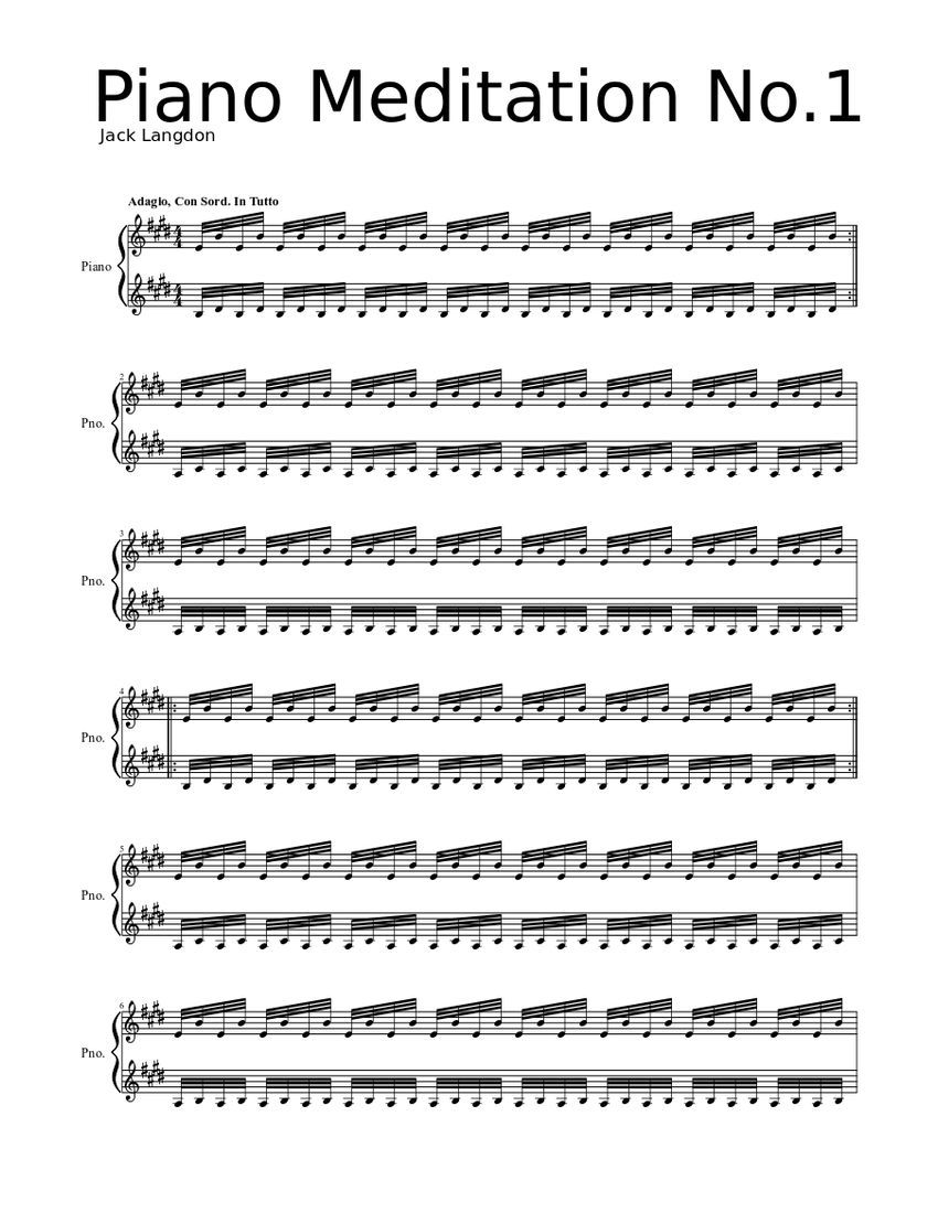 Piano Meditation No. 1 Sheet music for Piano (Solo) | Musescore.com
