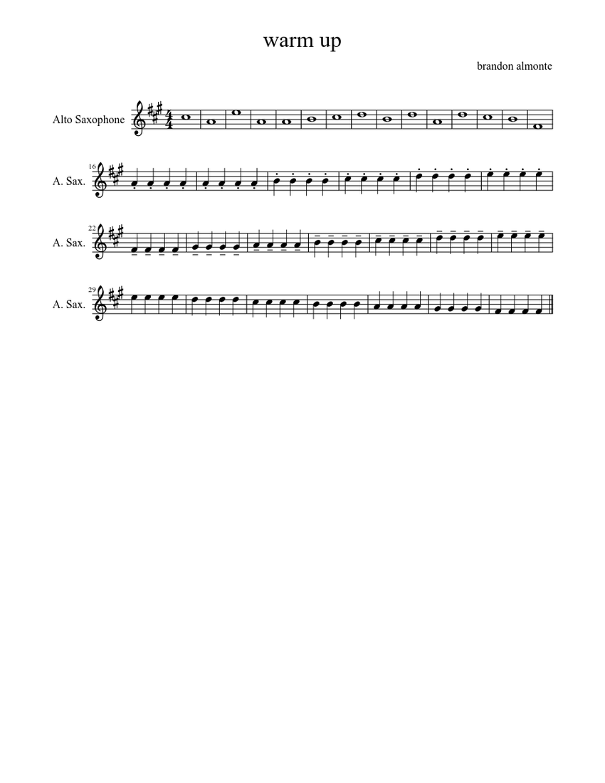 brandons alto saxophone warm up Sheet music for Saxophone alto (Solo ...