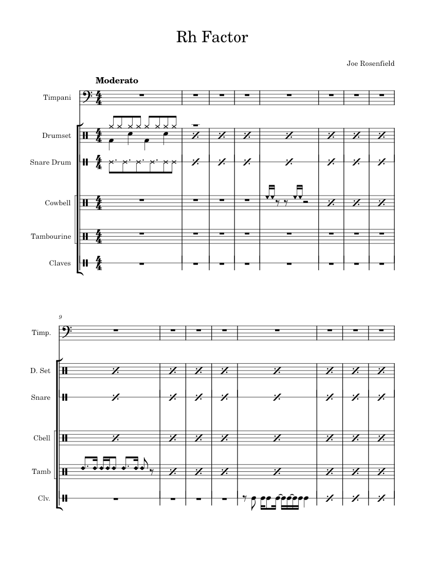 Rh Factor Sheet music for Timpani, Snare drum, Drum group, Claves ...