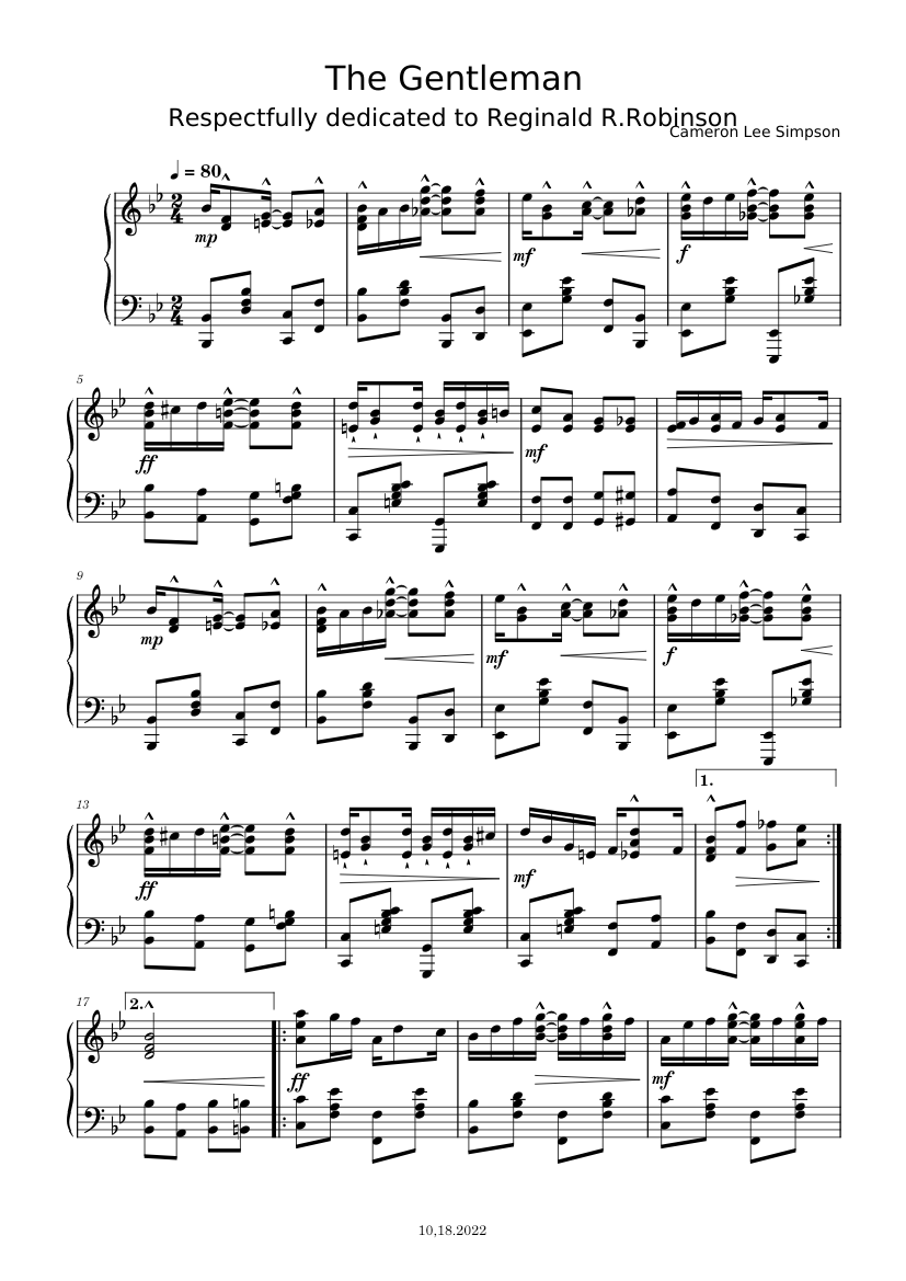 The Gentleman Sheet music for Piano (Solo) | Musescore.com