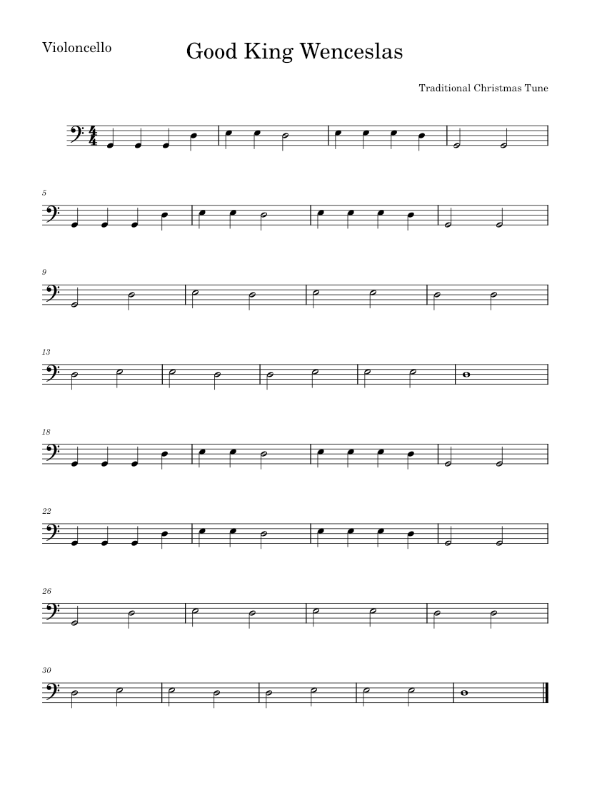 Good king wenceslas – Misc Christmas Good King Wenceslas-Violoncello ...