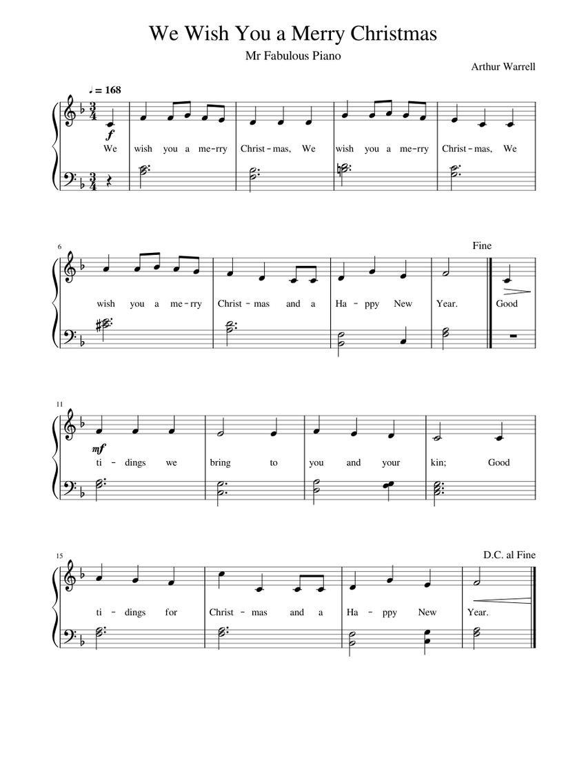 We Wish You a Merry Christmas Sheet music for Piano (Solo) Easy ...