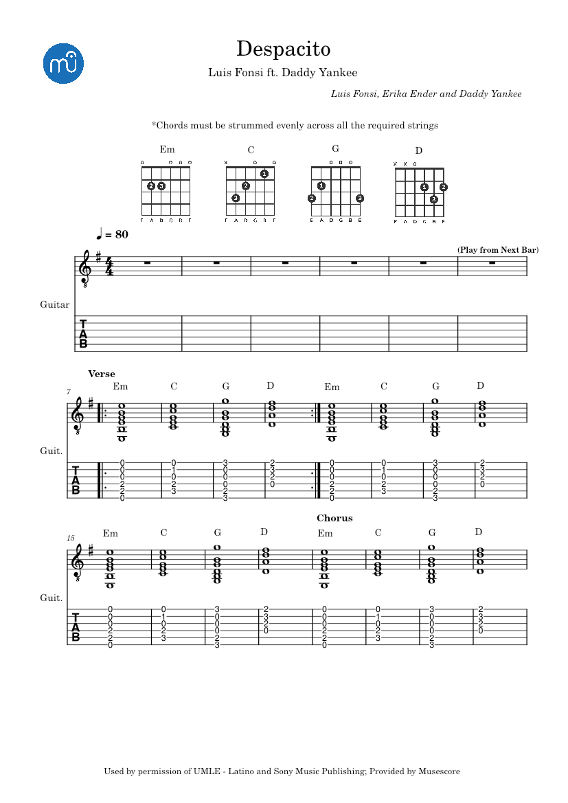 Despacito (Revamp) Sheet music for Guitar (Solo) | Musescore.com