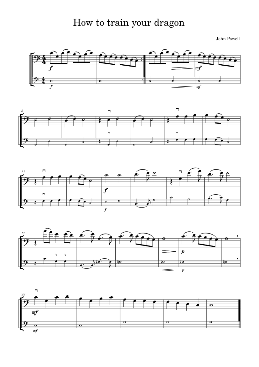 How to Train Your Dragon – John Powell Sheet music for Cello (String ...