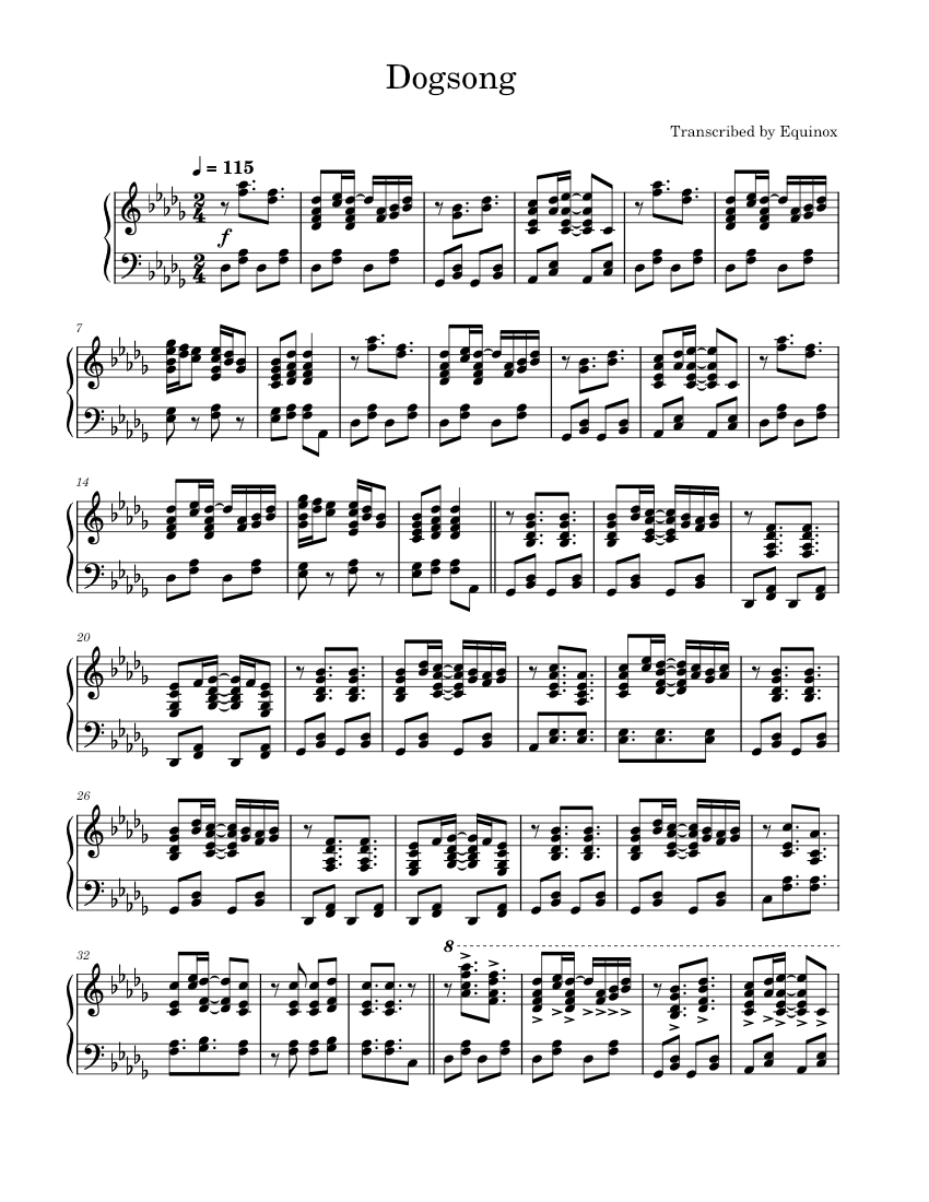 Dogsong – Undertale Sheet music for Piano (Solo) | Musescore.com