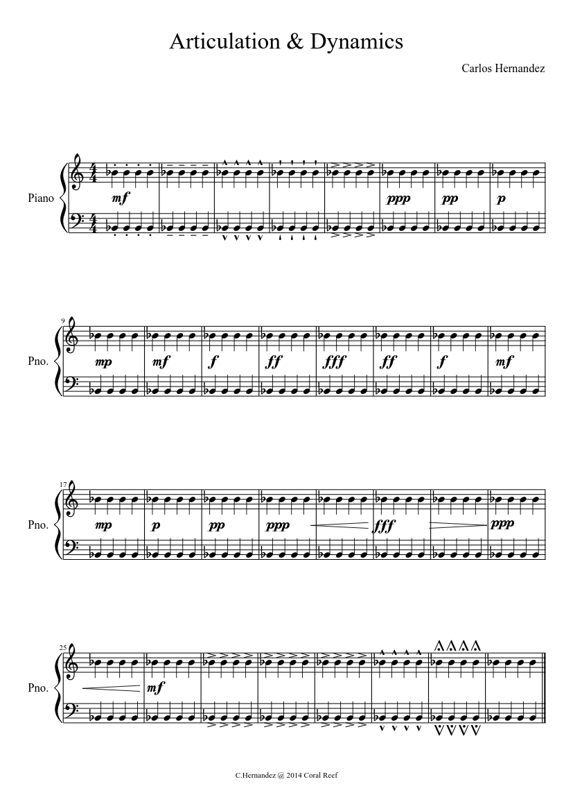 Articulation & Dynamics Sheet music for Piano (Solo) Easy | Musescore.com