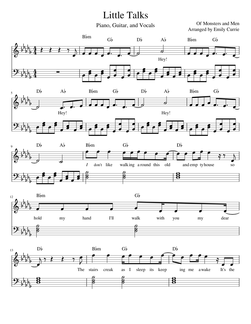 Little Talks Sheet music for Piano (Solo) | Musescore.com