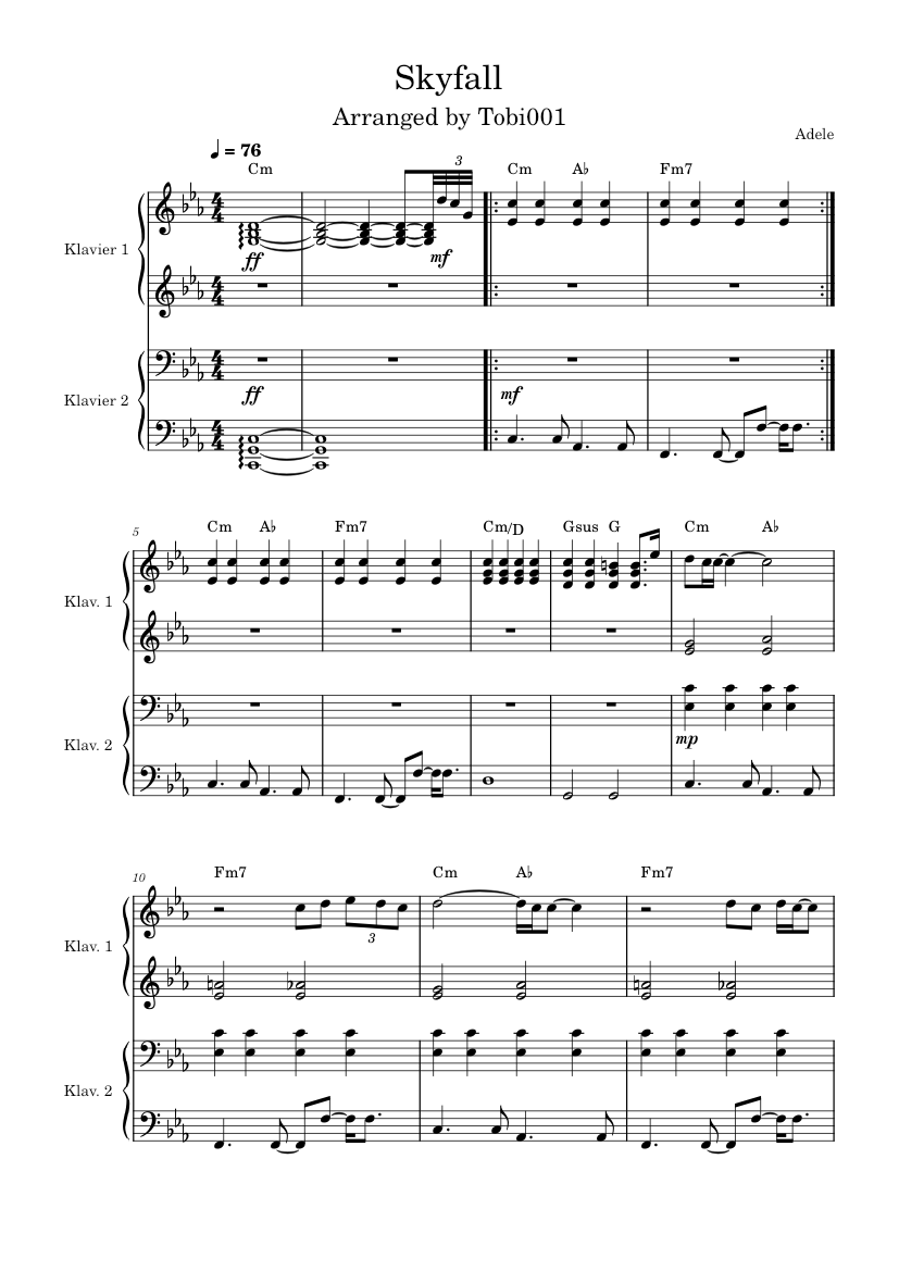 Skyfall – Adele - piano tutorial