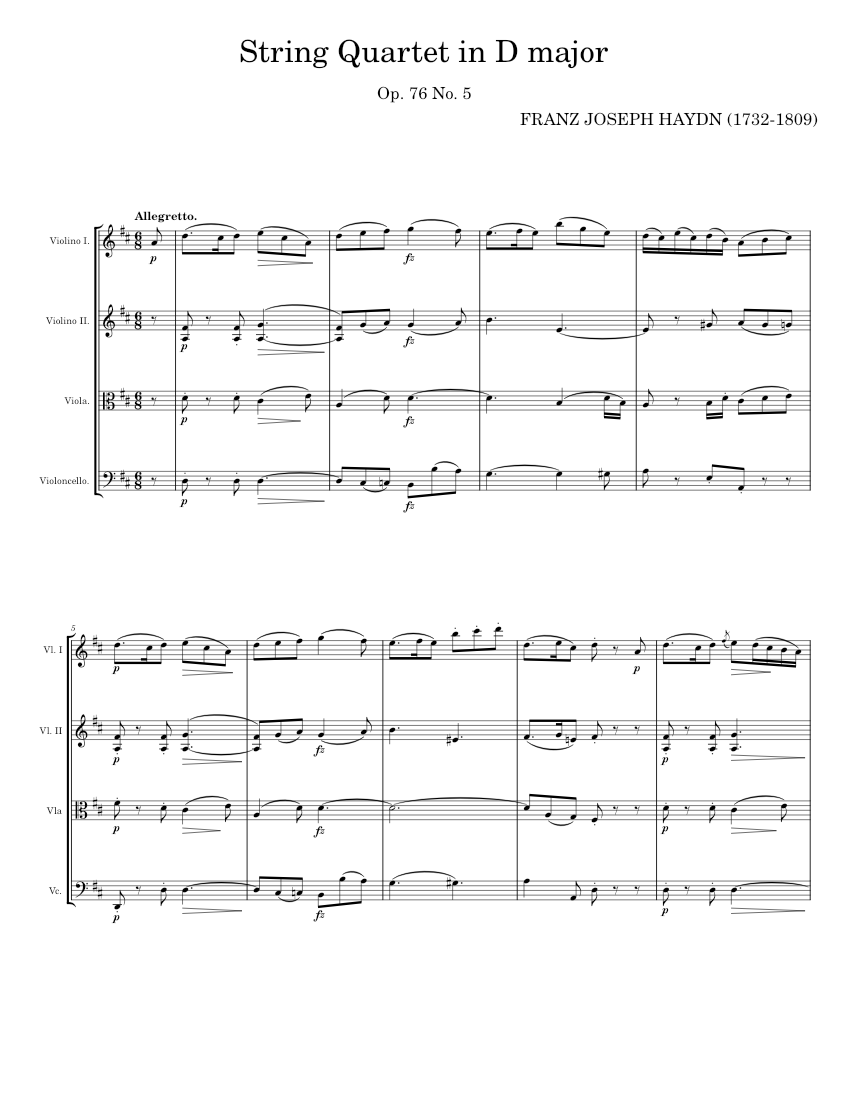 Haydn - String Quartet in D major, Hob.III:30 ; Op.17 No.6 - August Heinrich Hoffmann, Franz ...