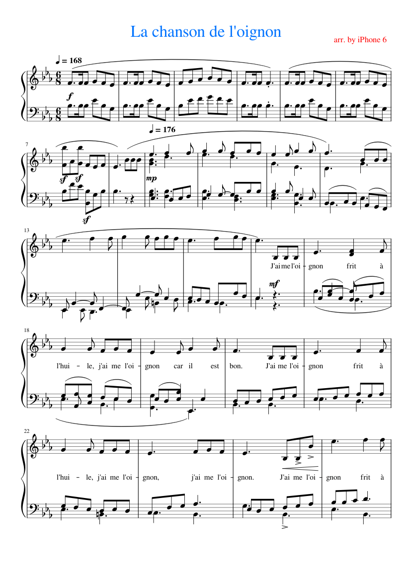 La chanson de l'oignon Sheet Music for Piano (Solo) | MuseScore.com