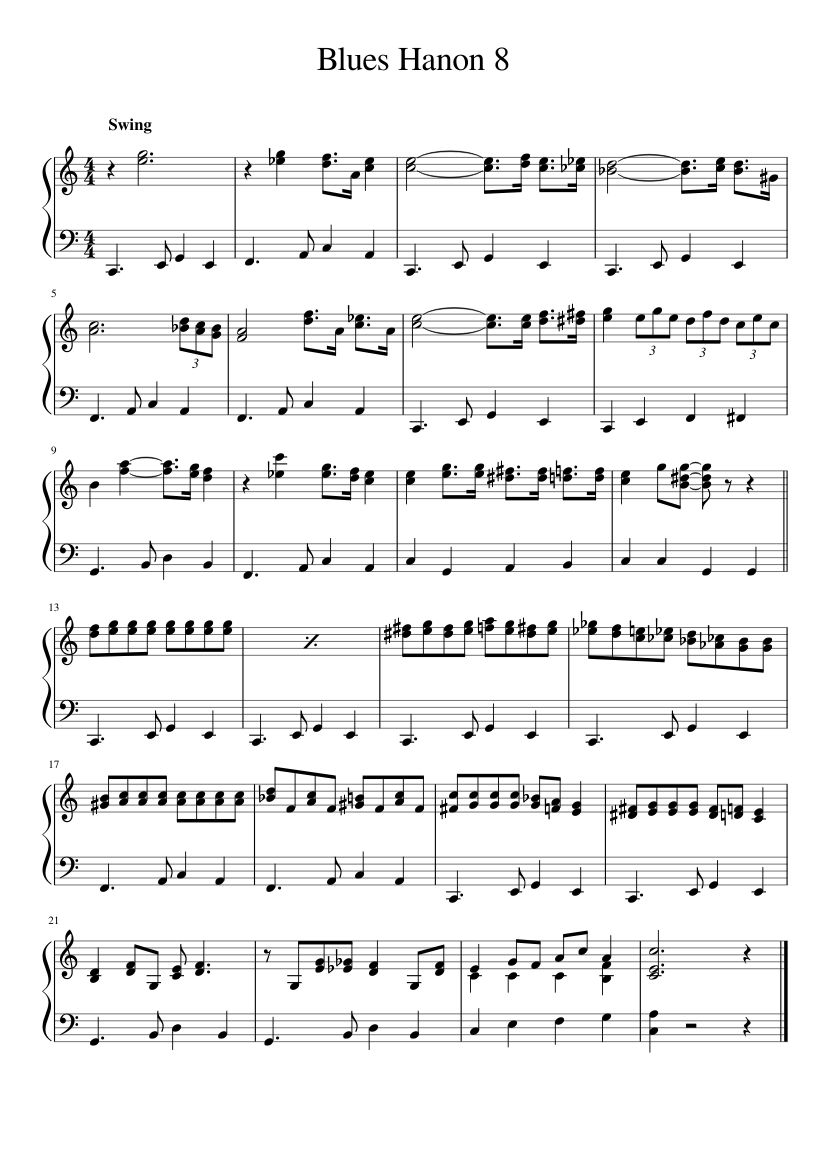 Blues Hanon 8 Sheet music for Piano (Solo) Easy | Musescore.com