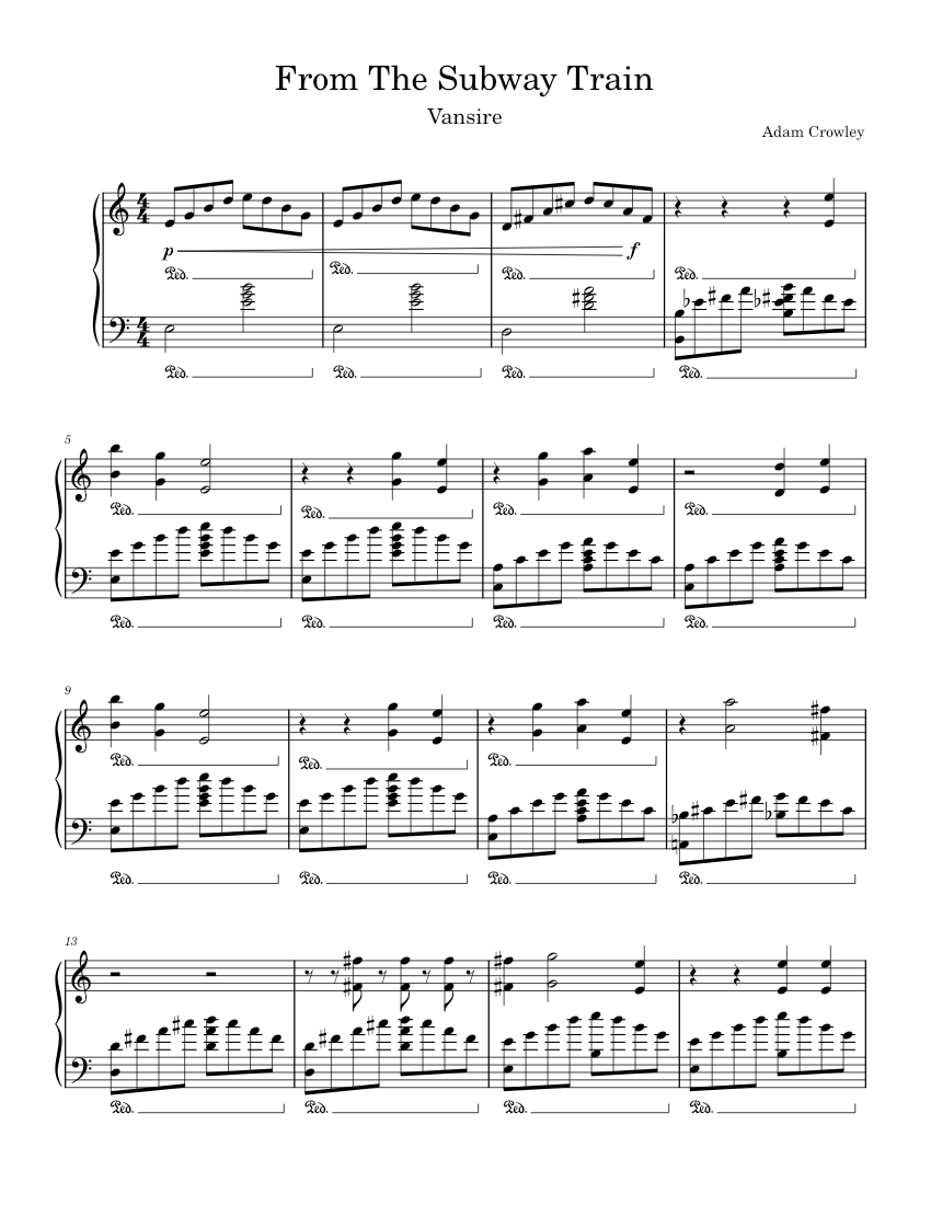 From the Subway Train - Vansire Sheet Music for Piano (Solo) easy ...