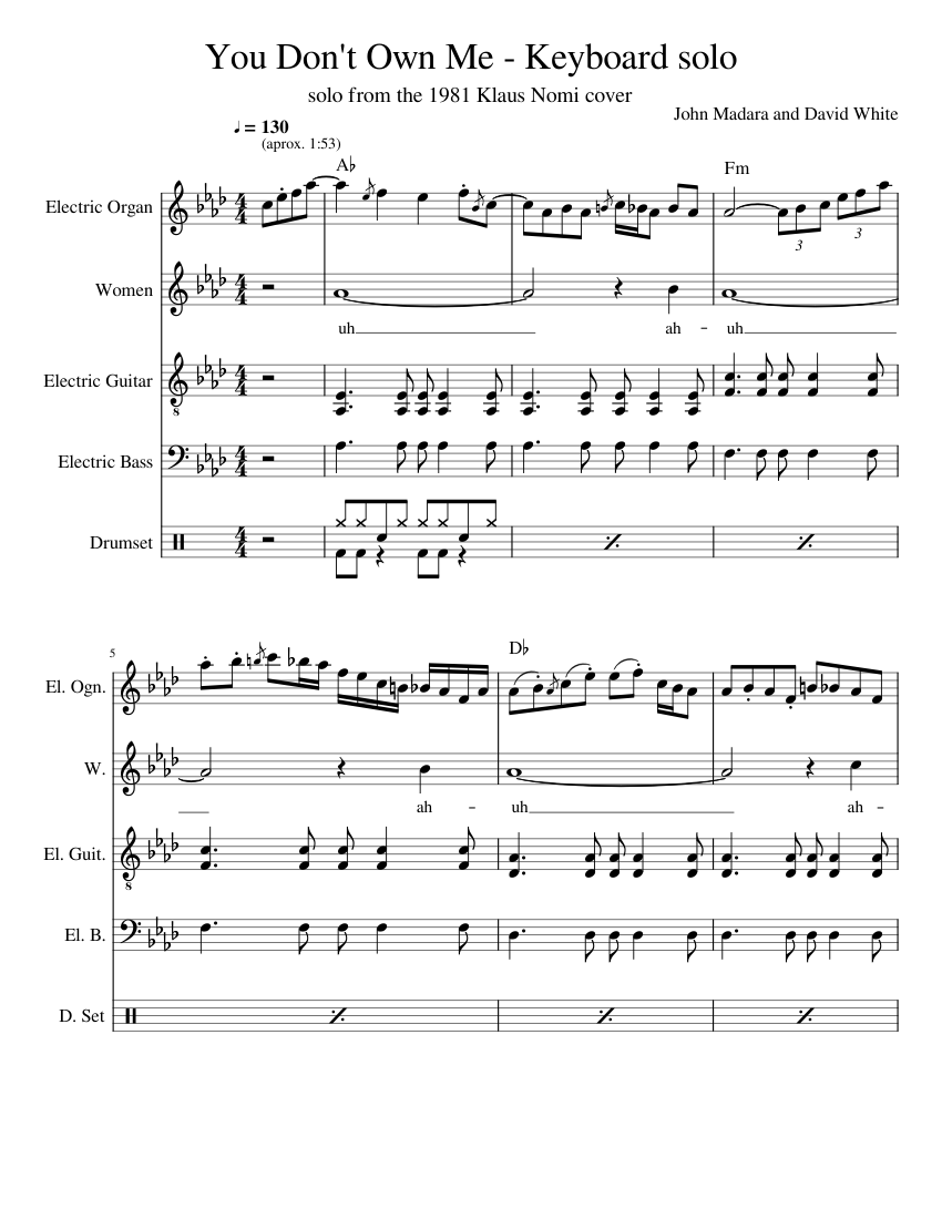 You Don't Own Me - Keyboard Solo Sheet music for Piano, Female, Guitar ...